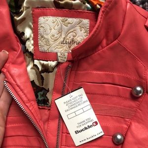 Free People | Jackets & Coats | Nwt Buckle Coral Vegan Leather Moto ...